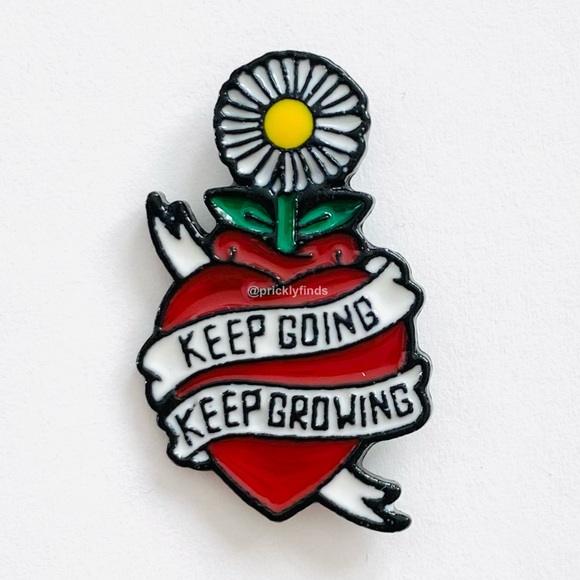 pricklyfinds | Jewelry | 84 Keep Going Keep Growing Heart Enamel Pin ...